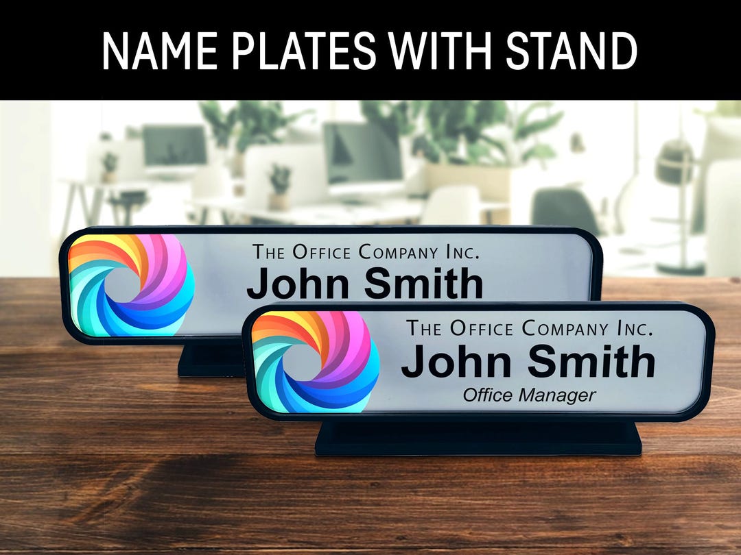 Custom Desk or Wall Name Plates - 8x2" & 10x2" - White, Silver, or Gold ...