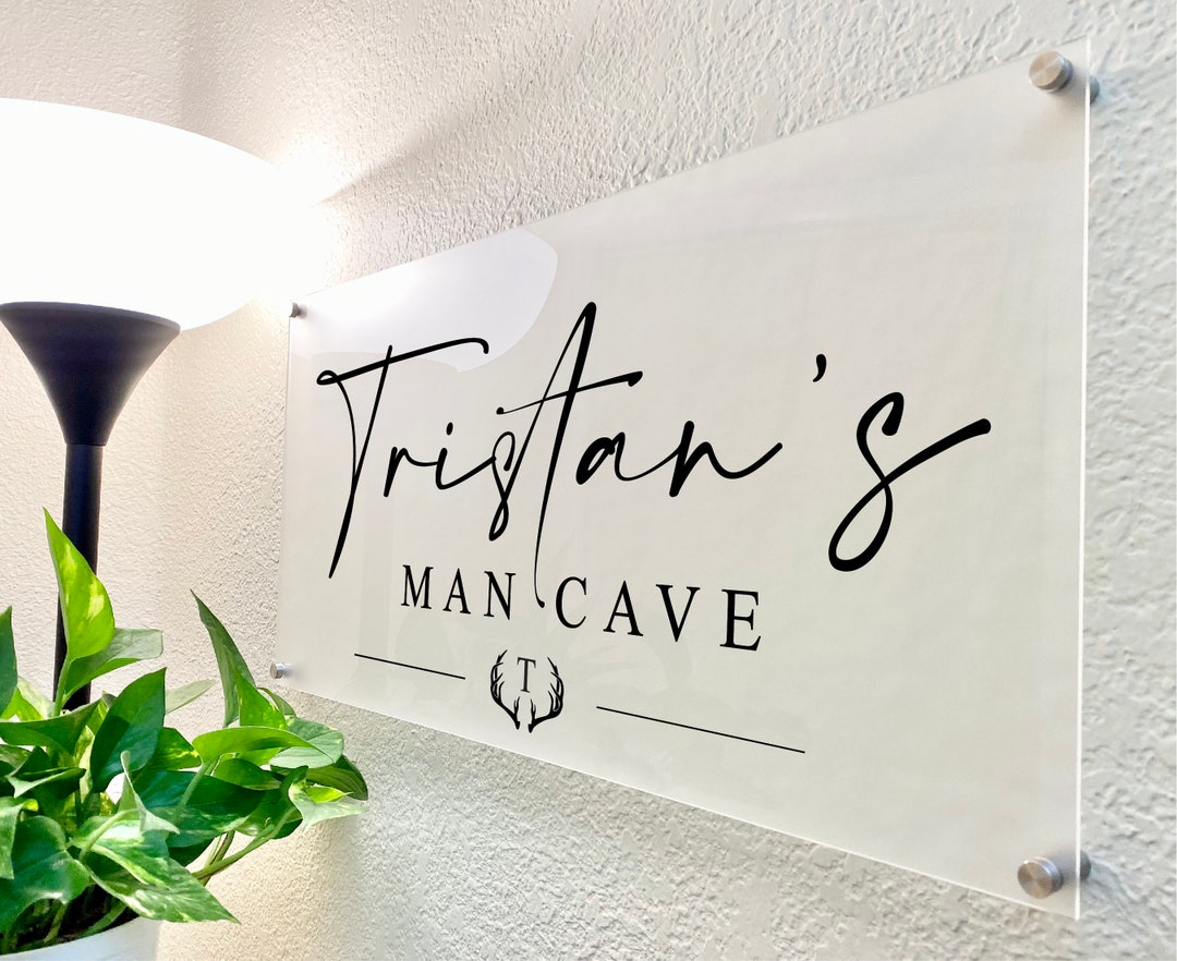 Custom MAN CAVE Clear Acrylic Transparent SIGN, Personalized Man Cave ...