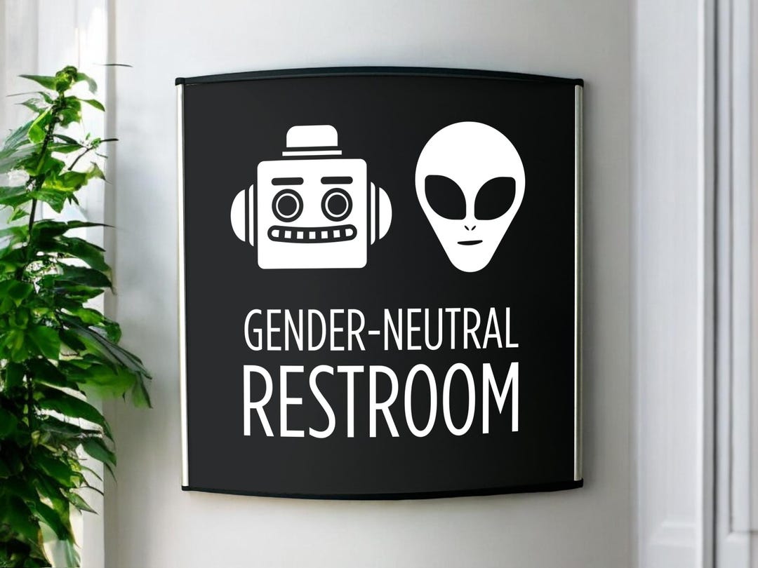 Gender-neutral Restroom Sign – Funny Restroom Sign – 8 X 8, 6 X 8 or 4 ...