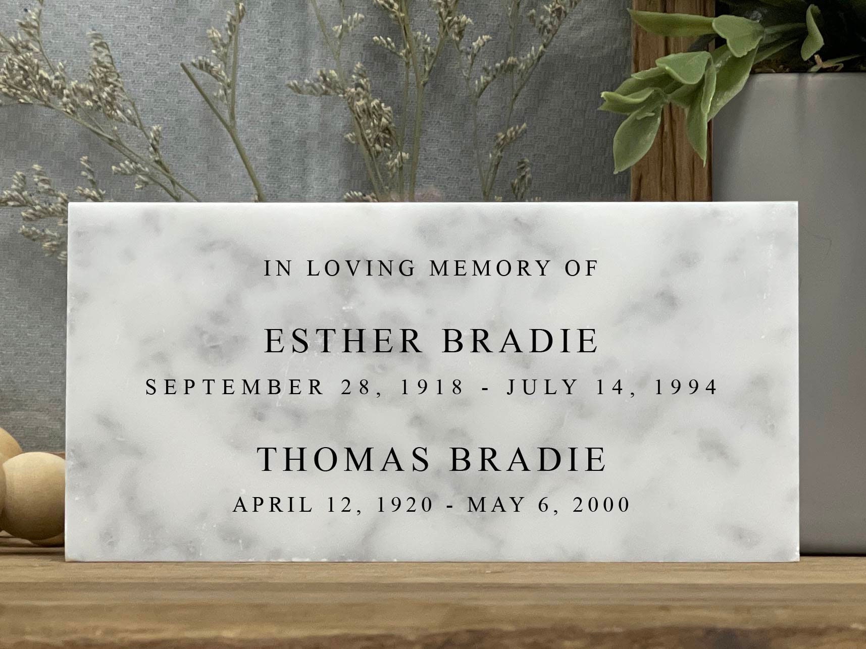 Custom Memorial Stone - Marble - Mom, Dad, Grandma, Grandpa, Husband ...