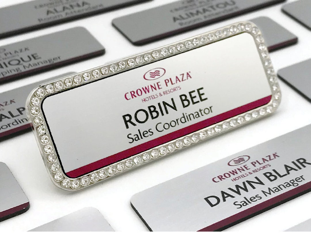 Bling Framed Name Tags – Gemstone Name Tags – Rhinestone Border Name ...