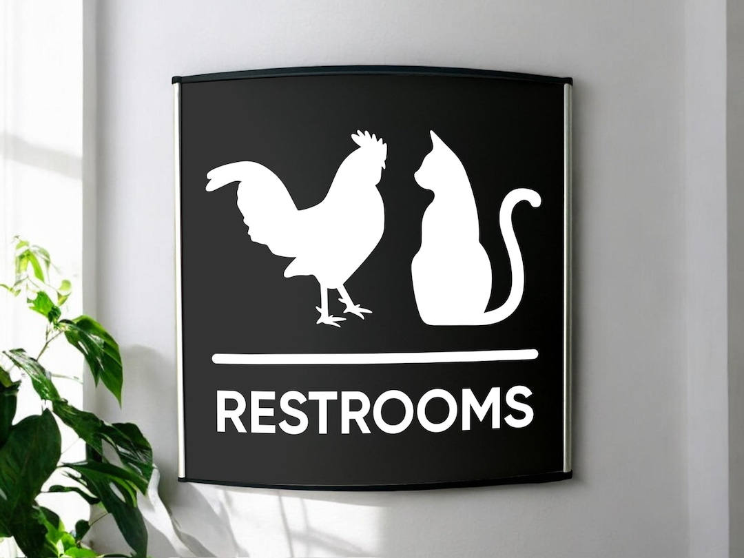 Restroom Curved Sign – Modern Restroom Sign – Office Hallway Restroom ...
