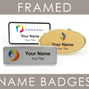 PERSONALIZED Company Employee or Office Staff Framed NAME BADGE With ...