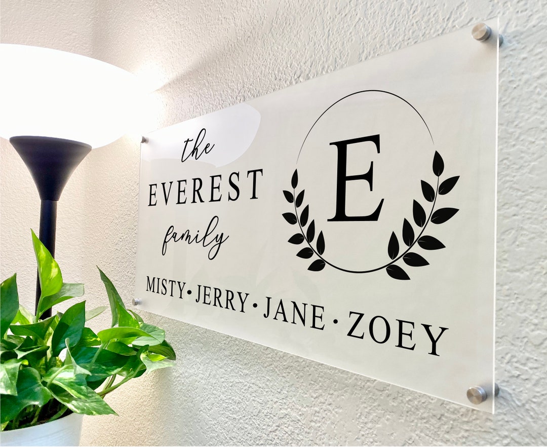 Personalized FAMILY Name TRANSPARENT Acrylic SIGN, Customized Last Name ...
