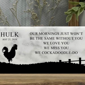 MEMORIAL STONE, CUSTOM Marble Stone, Rooster Memorial Crafted Natural ...