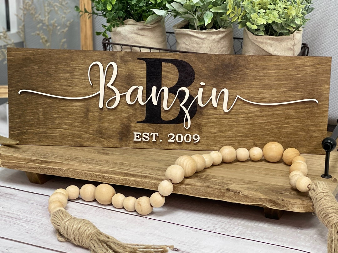 NATURAL WOOD SIGN, Laser Cut Sign, Personalized Engraved 3d Name Wall ...