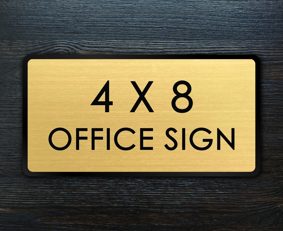 Gold Office Name Sign – Printed Business Sign – 4 X 8 Inches Customize ...