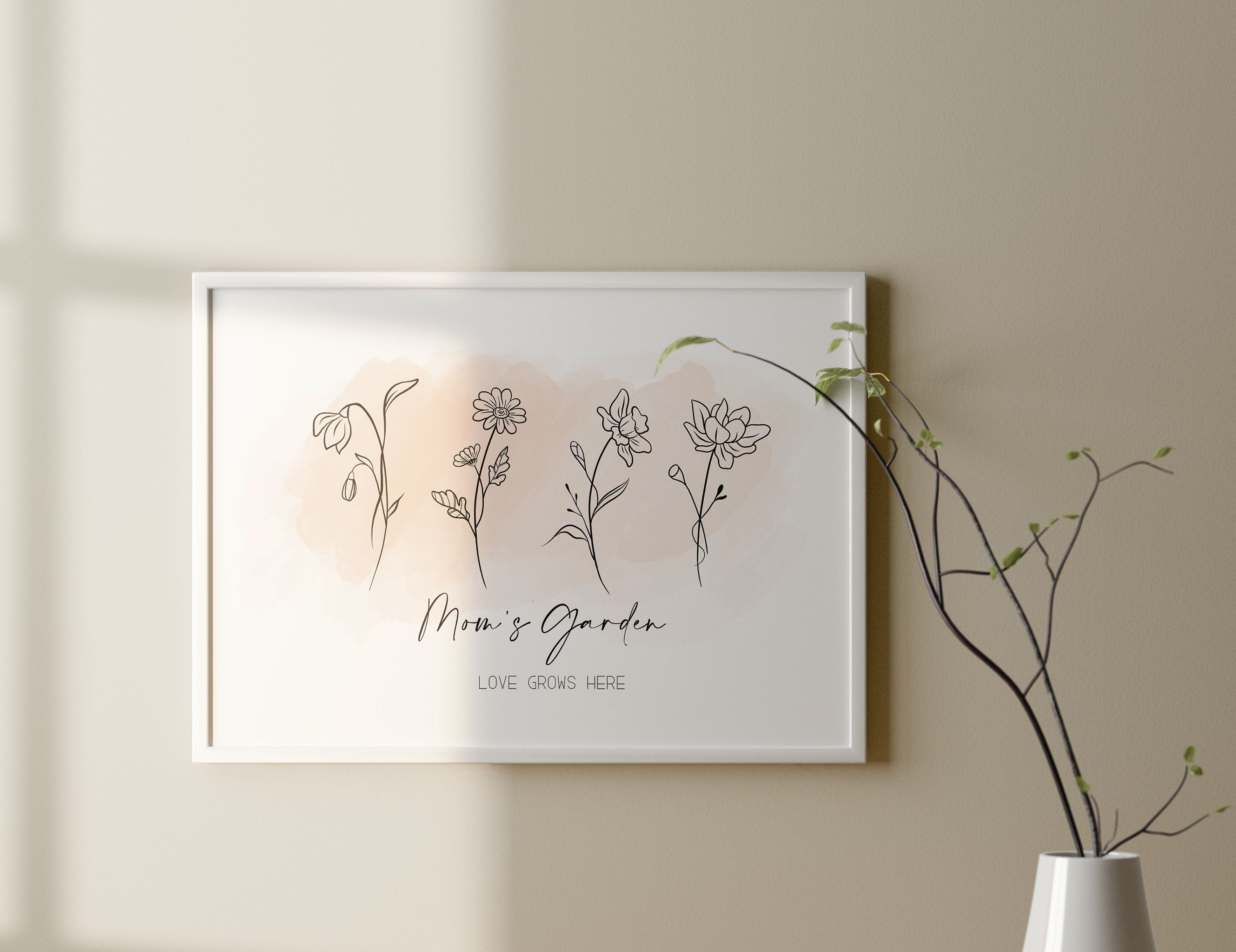 CUSTOM Birth Flower Artwork Digital Art Personalised Gift - Etsy