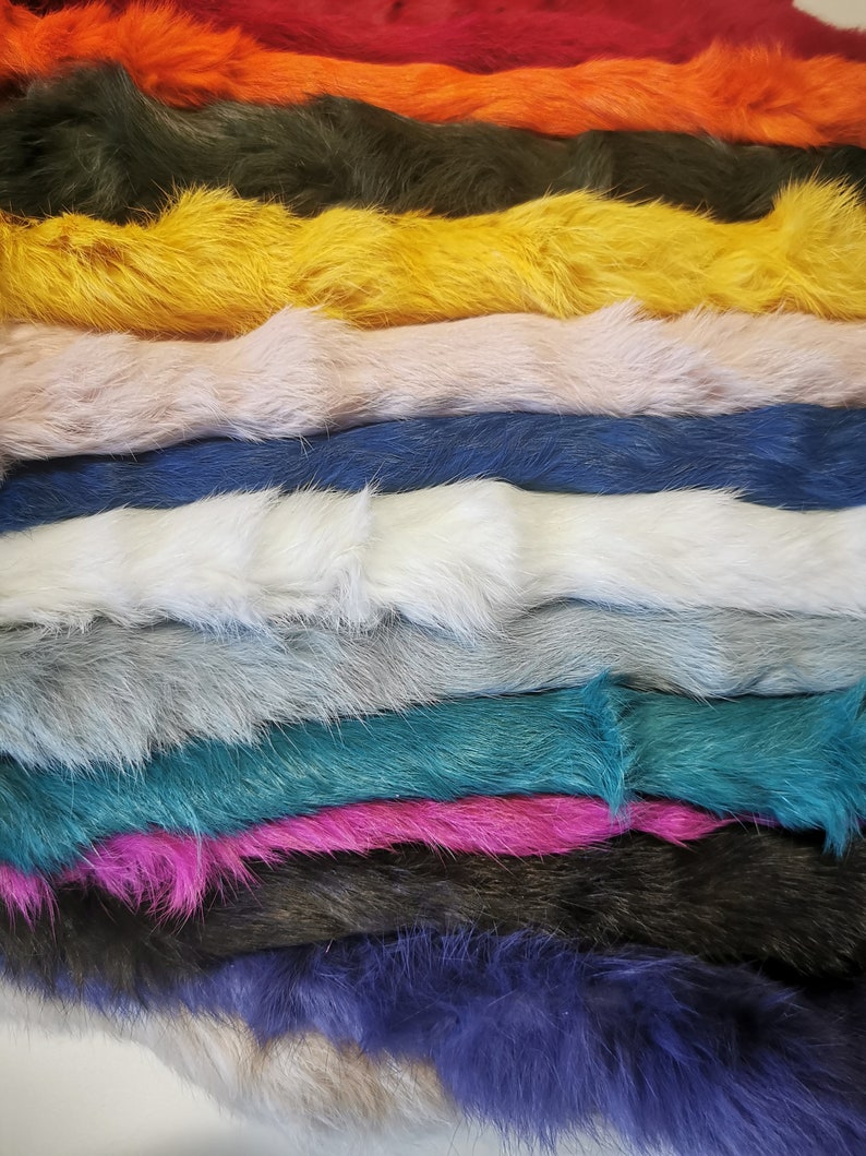 Turquoise Naturally Dyed Fluffy Soft Rabbit Skins Luxurious Colorful ...