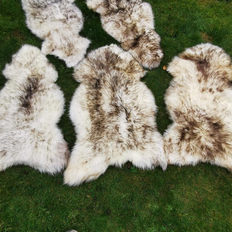S - XXXL Eco Flamed Sheepskin Lambskin Skins Natural White Dark Flamed ...