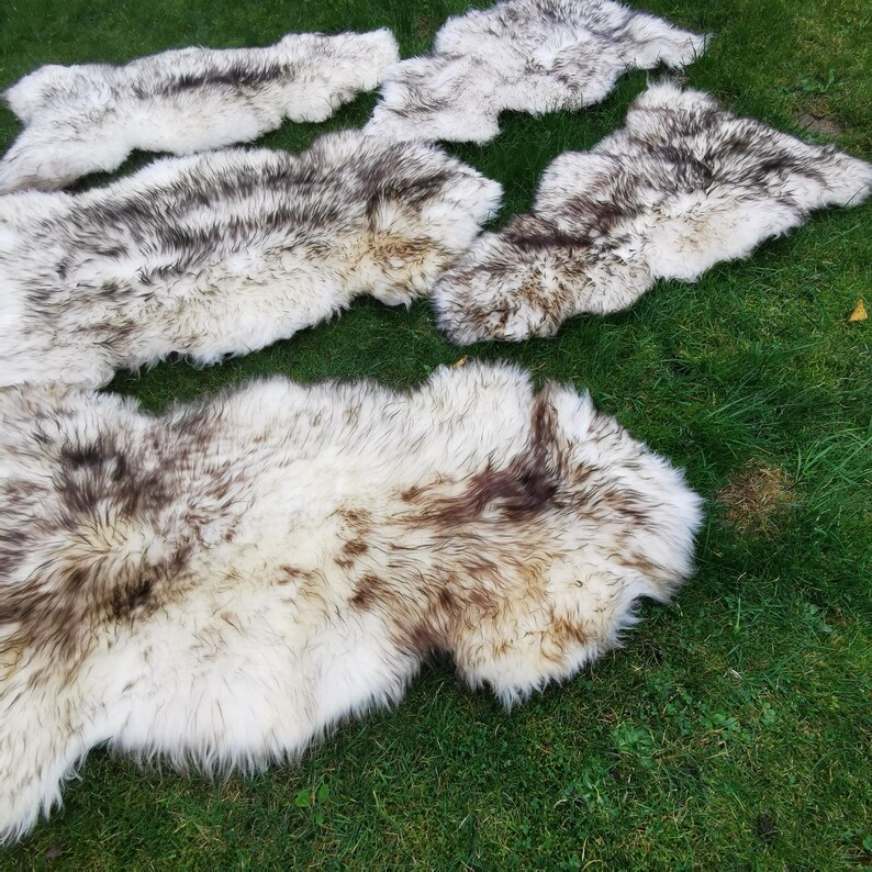 S - XXXL Eco Flamed Sheepskin Lambskin Skins Natural White Dark Flamed ...