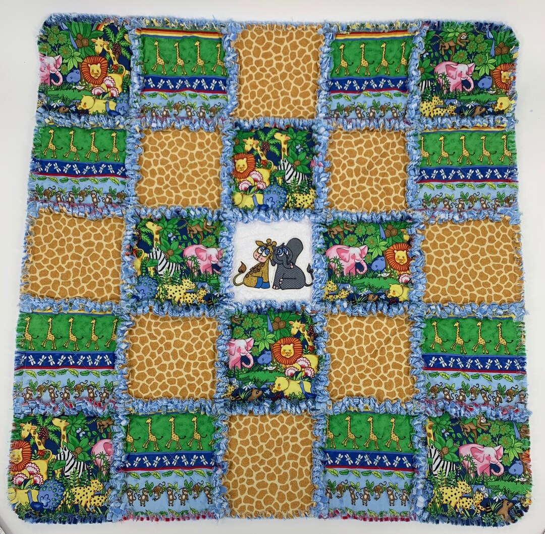 Zoo Animal Theme Baby Rag Quilt Baby Shower Gift Newborn - Etsy