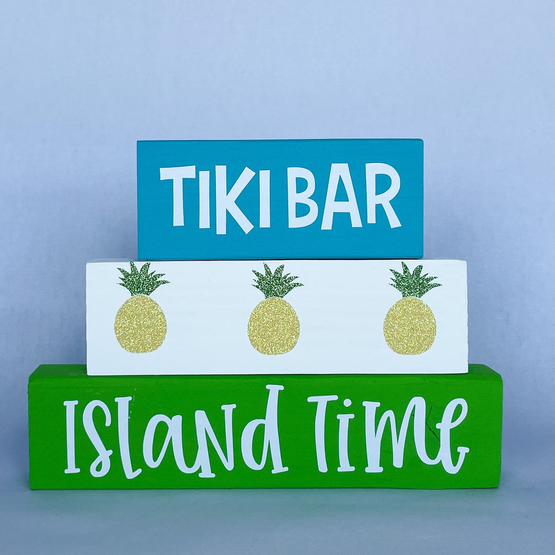 Summer Tiki Bar Stackable Block Set, Stacking Blocks, Island Decor ...