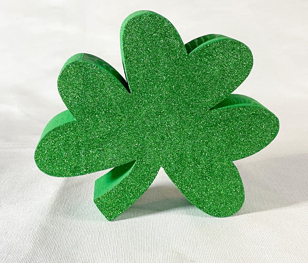 Green Glittery Shamrock Cutout, Wooden Shamrock Cutout, St. Patrick's ...