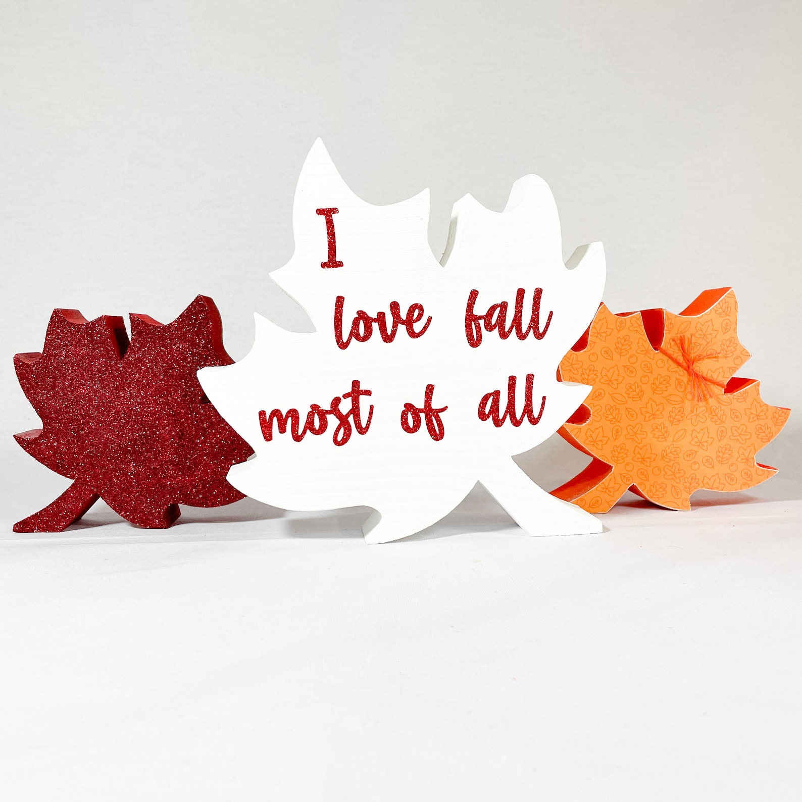 Assorted Leaf Cutouts, I Love Fall Most of All Leaf Cutout, Wooden Fall ...