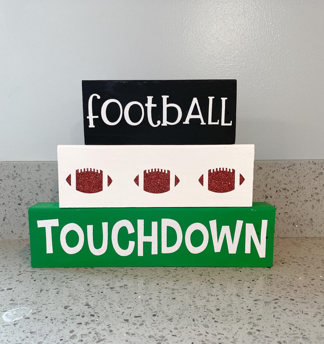 Football Stackable Block Set, Stacking Blocks, Football Decor, Fall ...