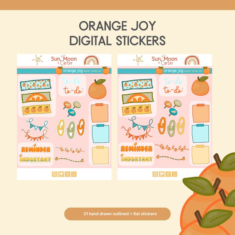 Orange Joy Digital Stickers Mini Pack - Etsy