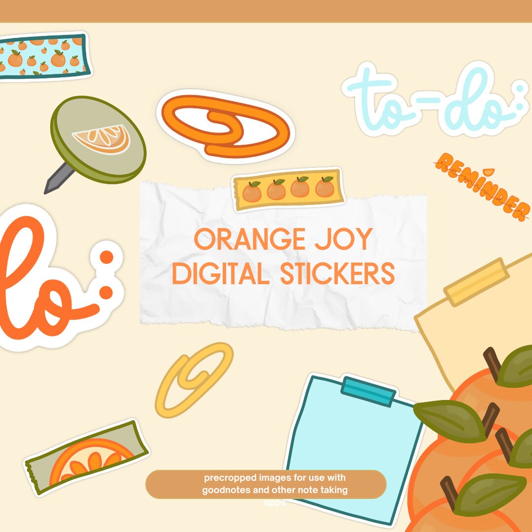 Orange Joy Digital Stickers Mini Pack - Etsy