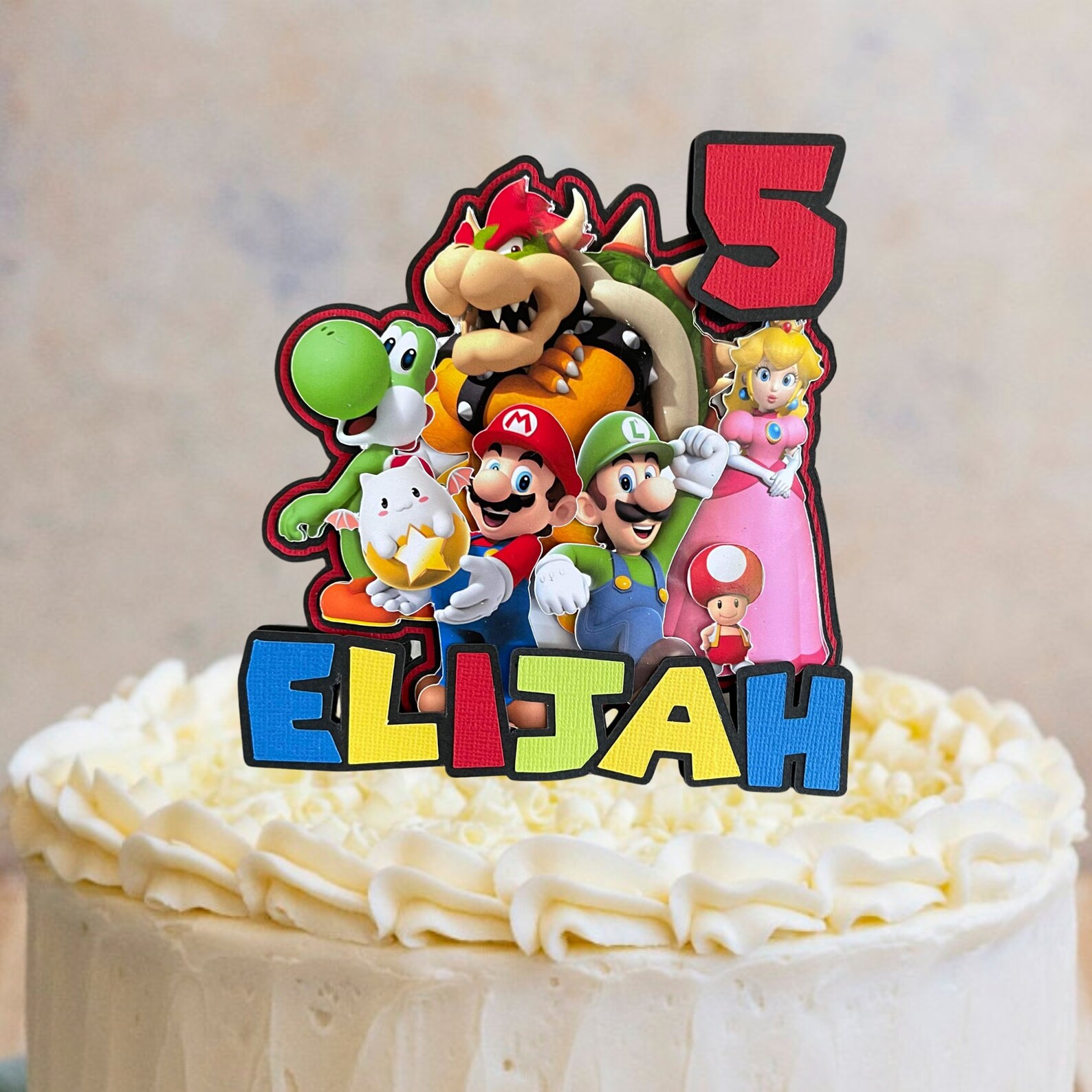 Mario Inspired Cake Topper Cake Topper Personalised Cake Topper ...