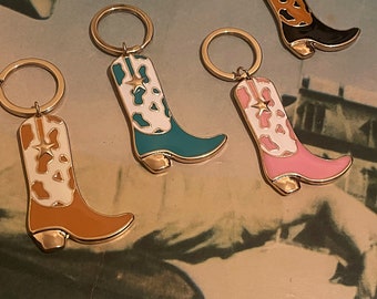 Cowboy Boot Keychain - Etsy