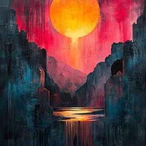 Abstract Sun Oil Painting Texture Art Print Download Ideal for Canvas ...