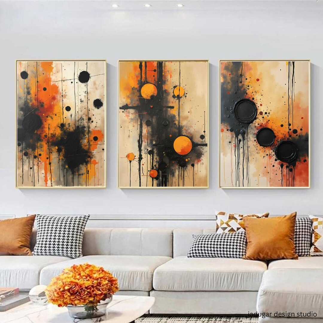 3 Modern Abstract Art, Minimalistic Abstract Painting, Trendy Wall Art ...