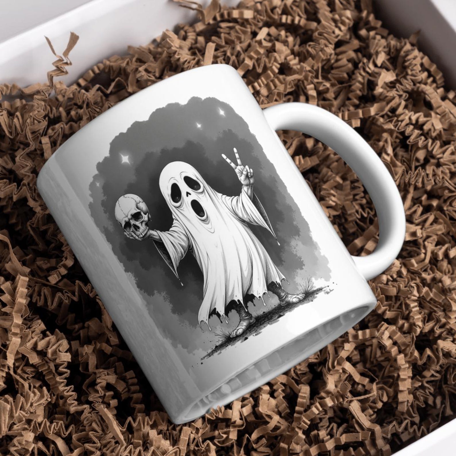 Ghost Holding Skull, Ghost Making V Sign, Ghost Spooky, Cute Ghost PNG ...