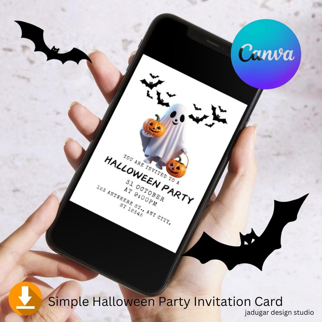 Digital Halloween Party Invitation, Halloween Invitation Template ...
