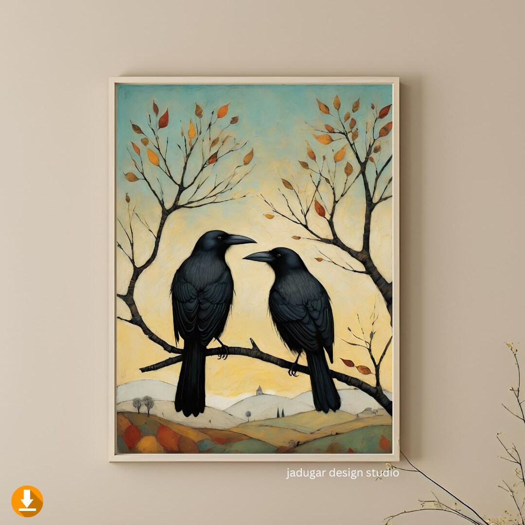 Abstract Modern Unique Crows Sitting Tree Art Home Wall Office Living ...