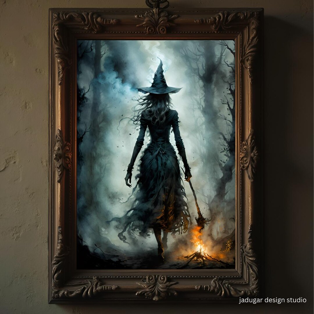 Witch Spooky Halloween Victorian Oil Painting Hunted High Quality ...