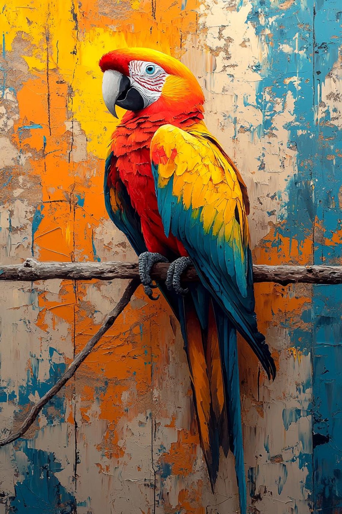 8 Abstract Modern Painted Macaw Colorful Art Print Colorful Parrot ...