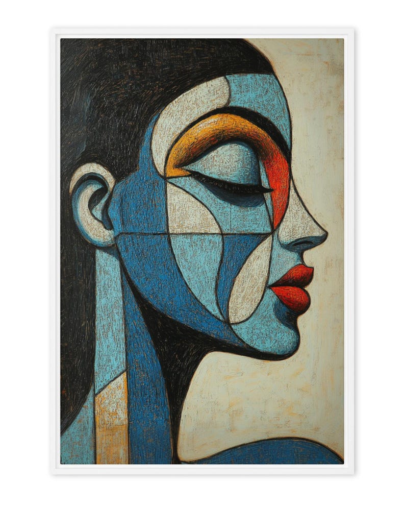 Abstract Retro Side Face of a Woman Modern Art Print Download File - Etsy