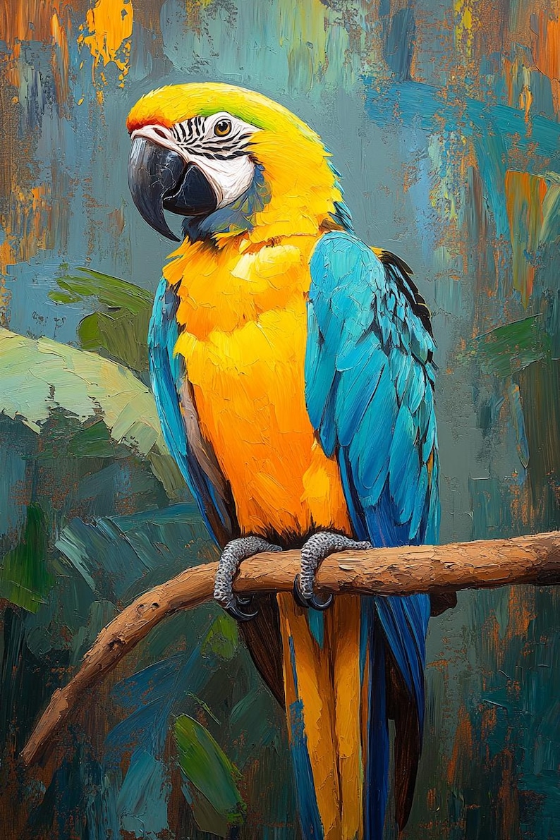 8 Abstract Modern Painted Macaw Colorful Art Print Colorful Parrot ...