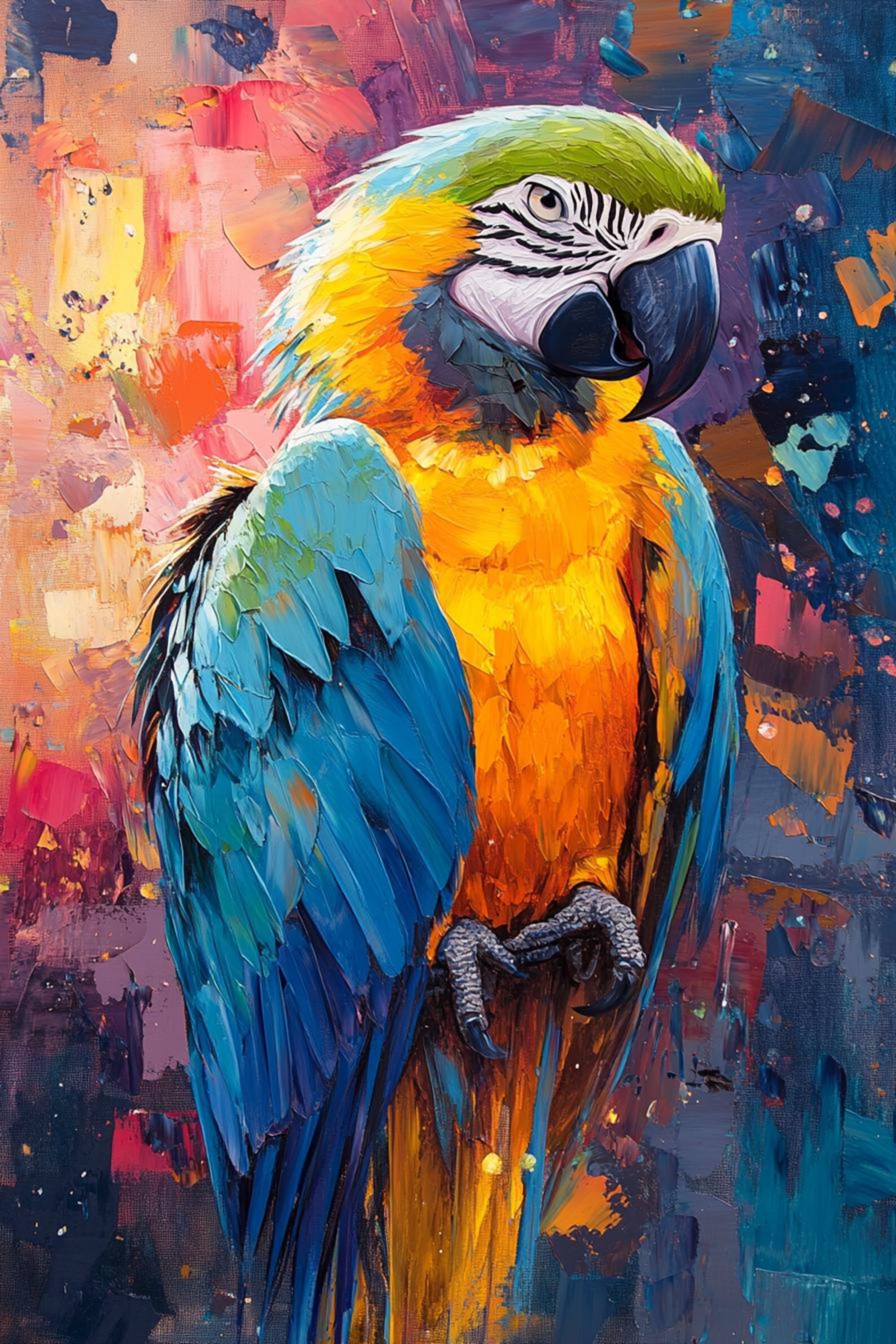 8 Abstract Modern Painted Macaw Colorful Art Print Colorful Parrot ...