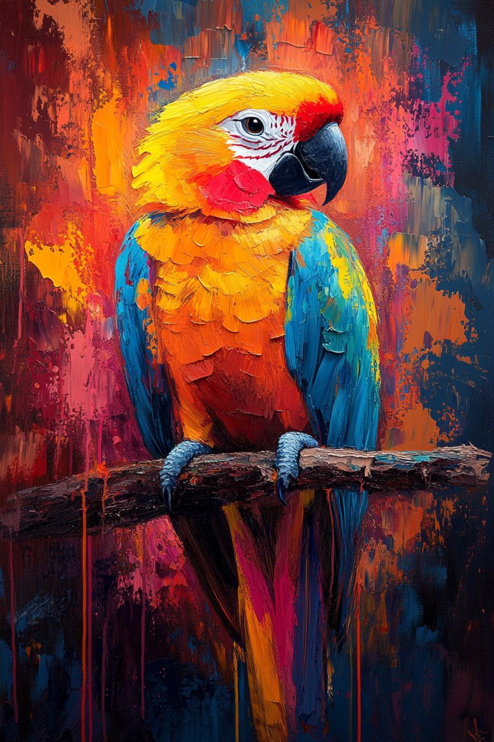 8 Abstract Modern Painted Macaw Colorful Art Print Colorful Parrot ...