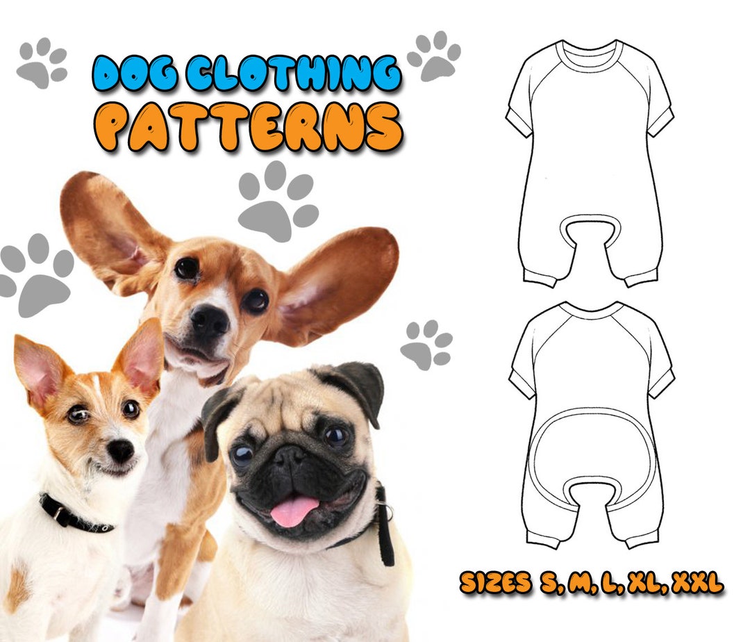 Dog Pajamas Pattern for S, M, L, XL, XXL Sizes - Small Dog Clothes ...