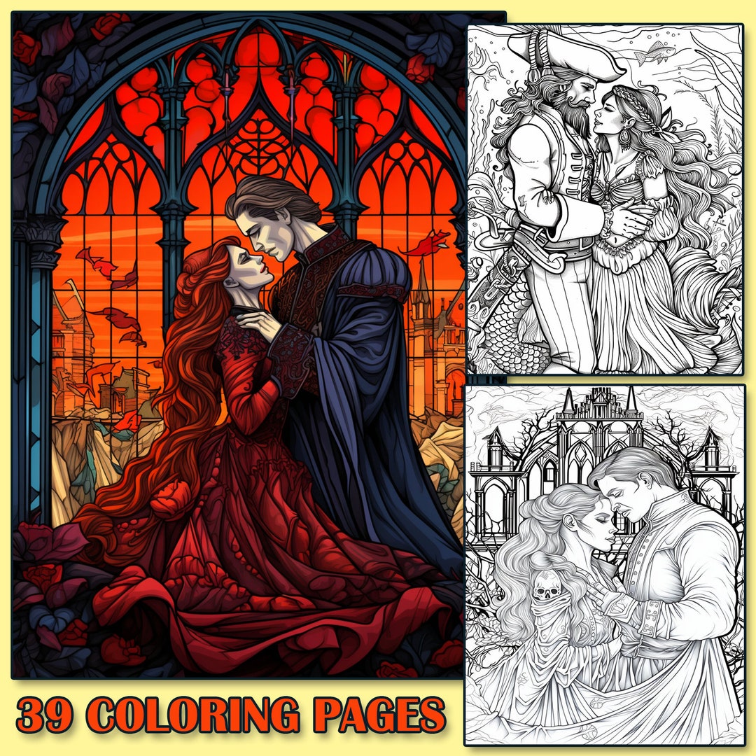 39 Romantic Pair Coloring Book, Printable PDF, Coloring Pages ...