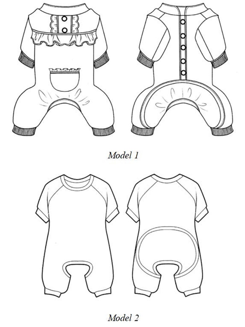 Set of 4 Pajamas Patterns for Your Pet S M L XL XXL - Etsy