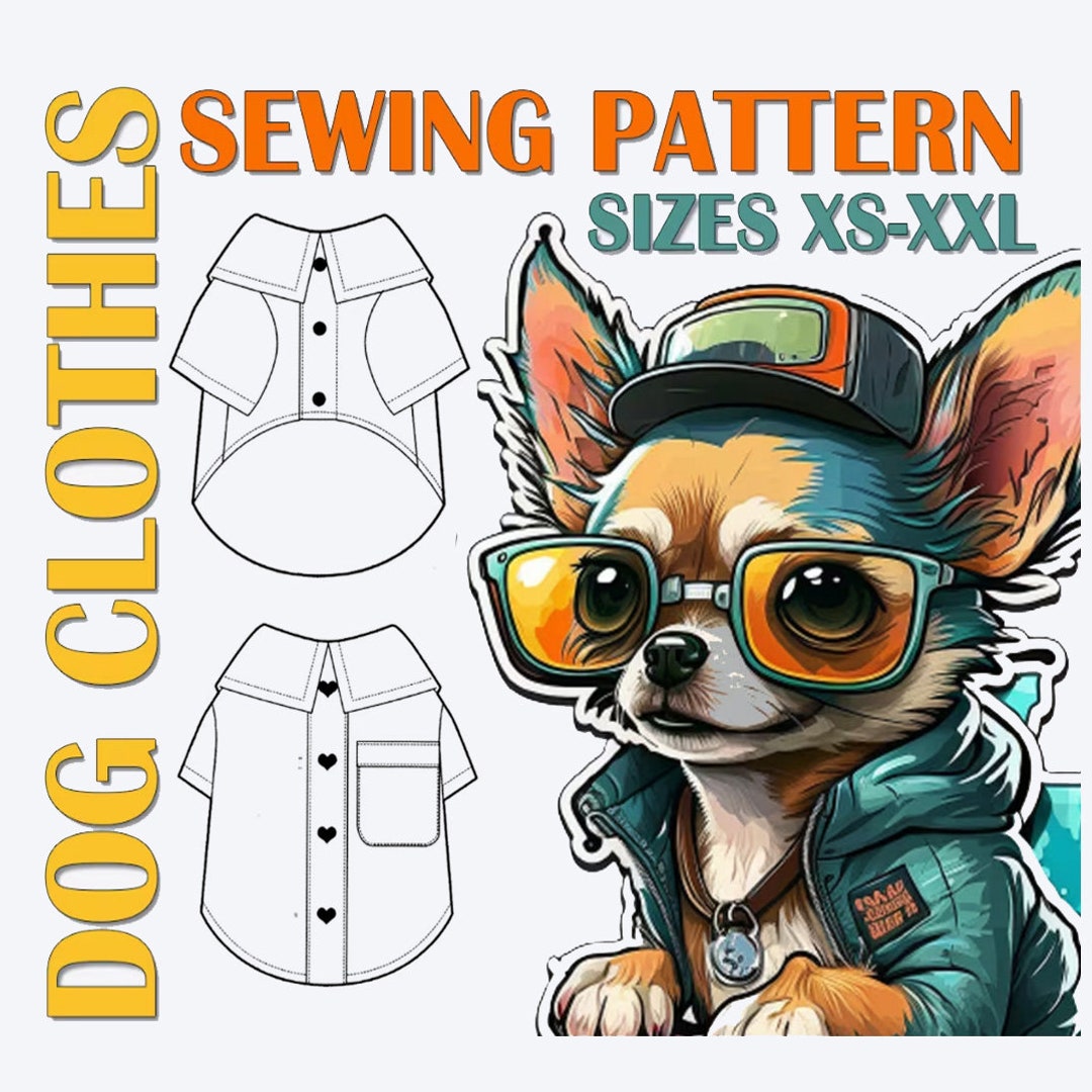 Dog Shirt Pattern for S, M, L, XL, XXL Sizes - Printable PDF Pattern A4 ...