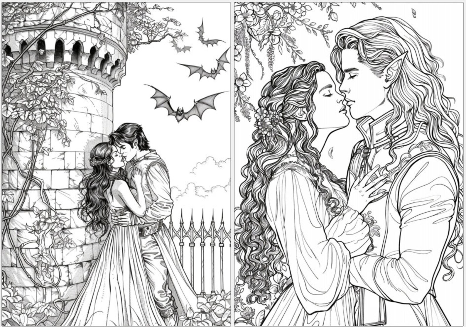 39 Romantic Pair Coloring Book, Printable PDF, Coloring Pages ...
