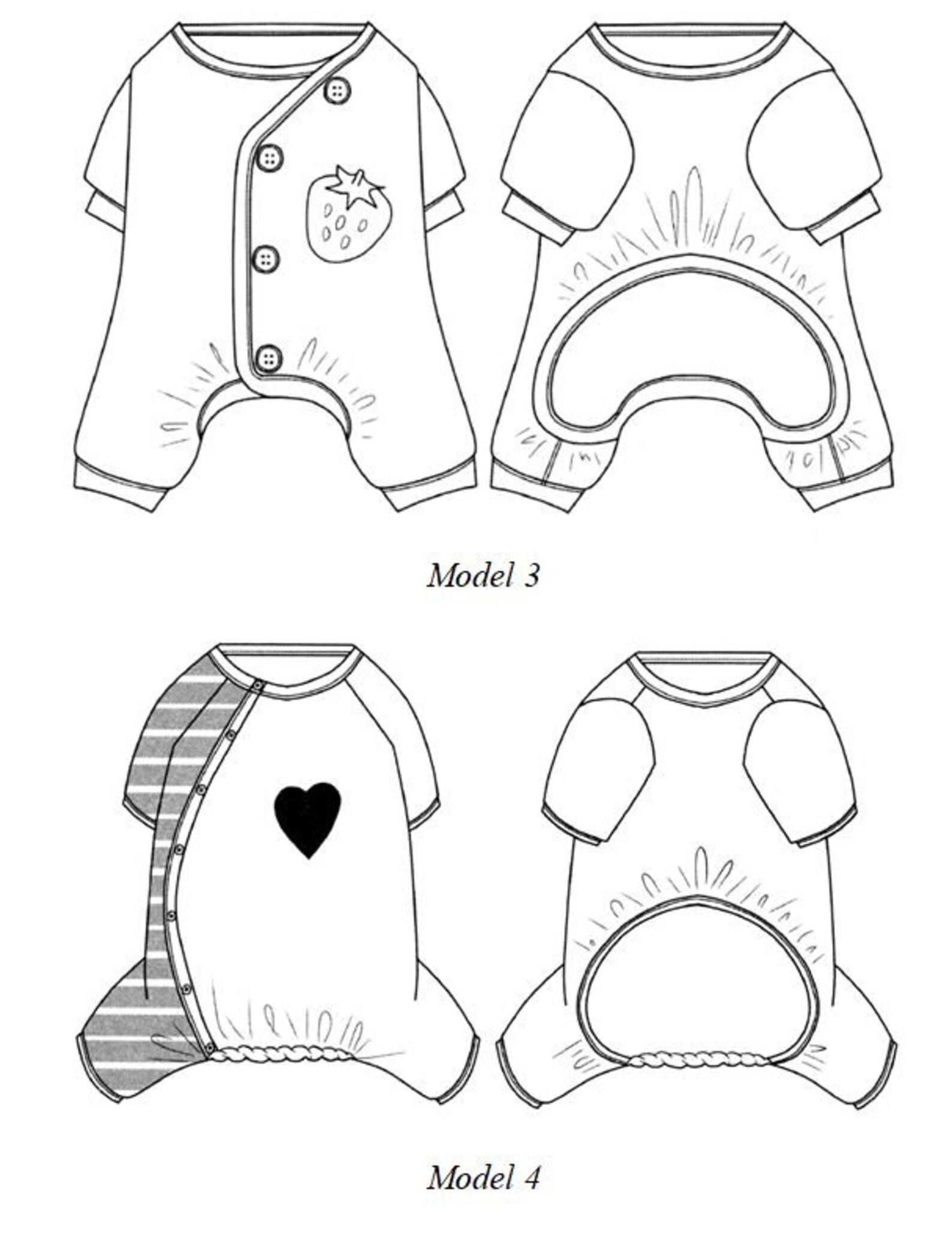 Set of 4 Pajamas Patterns for Your Pet S M L XL XXL | Etsy