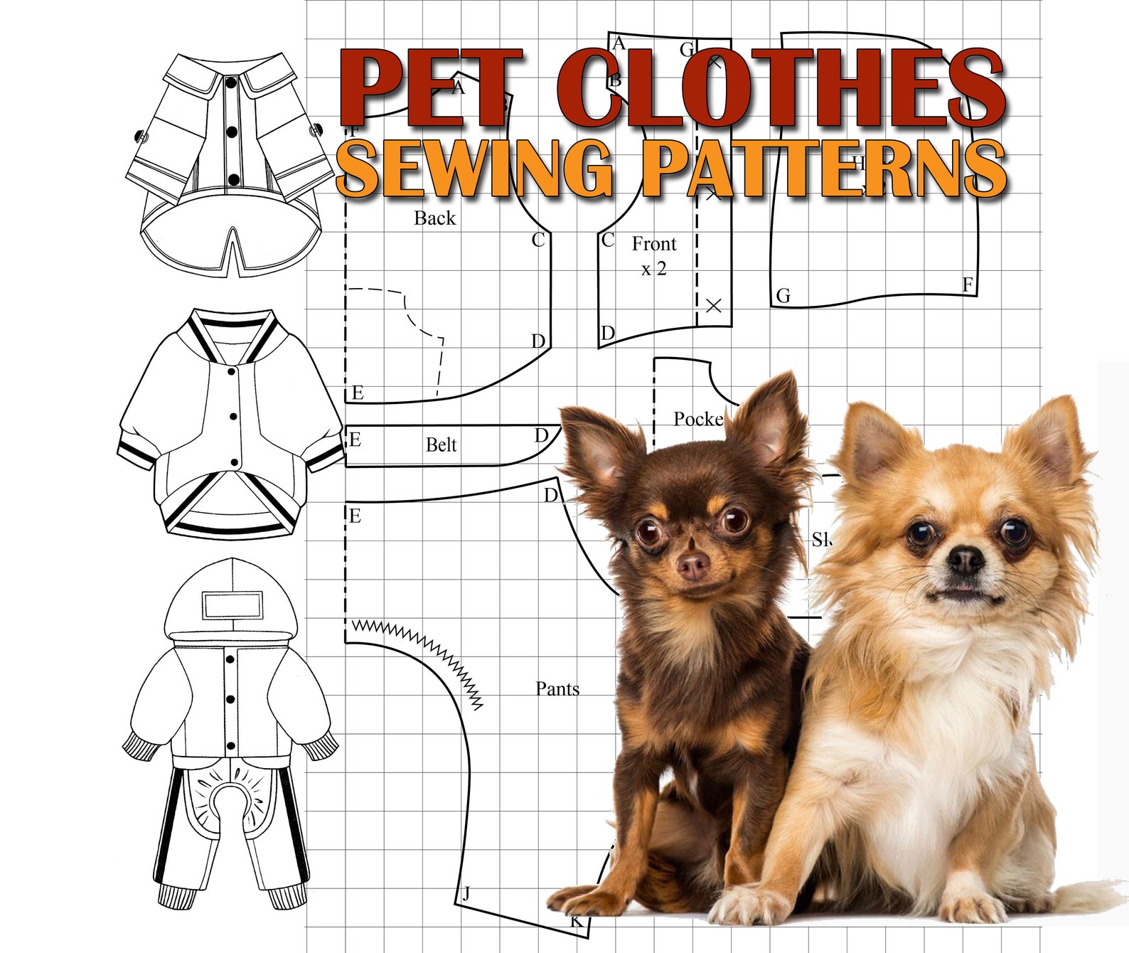 44 Dog & Cat Clothes Sewing Patterns: DIY Pet Apparel (diagrams) - Etsy