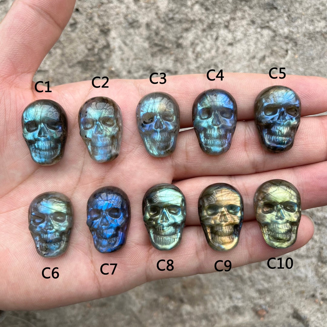 24x16mm High Quality Natural Labradorite Carving Skull Cabochon ...
