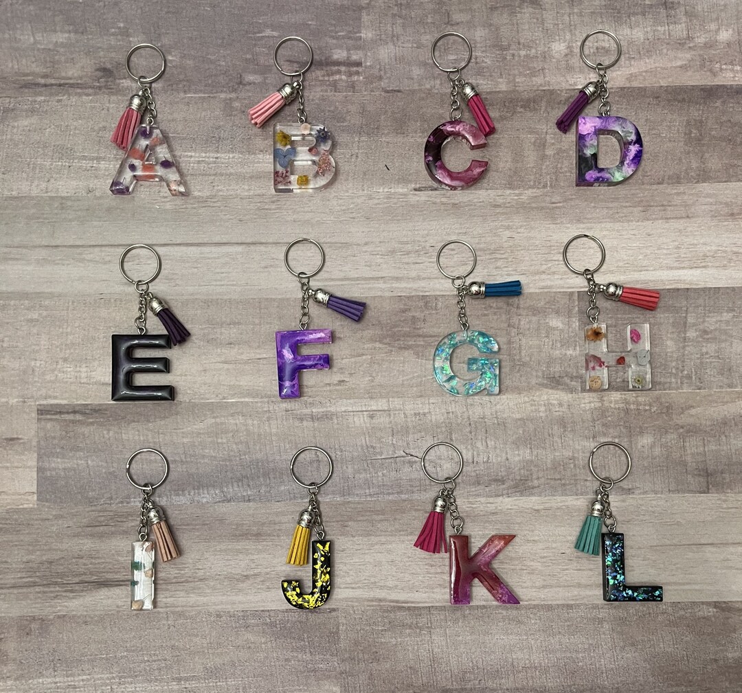 Handmade Resin Alphabet Keychains A-L - Etsy