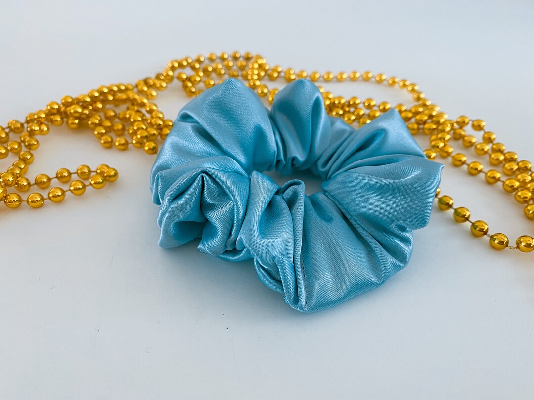 Light Blue Satin Scrunchie Turquoise Scrunchie Silk Scrunchies Satin ...