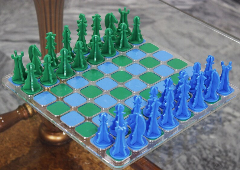 Handmade Elegant Chess Set Blue and Green Chess Set Handmade - Etsy