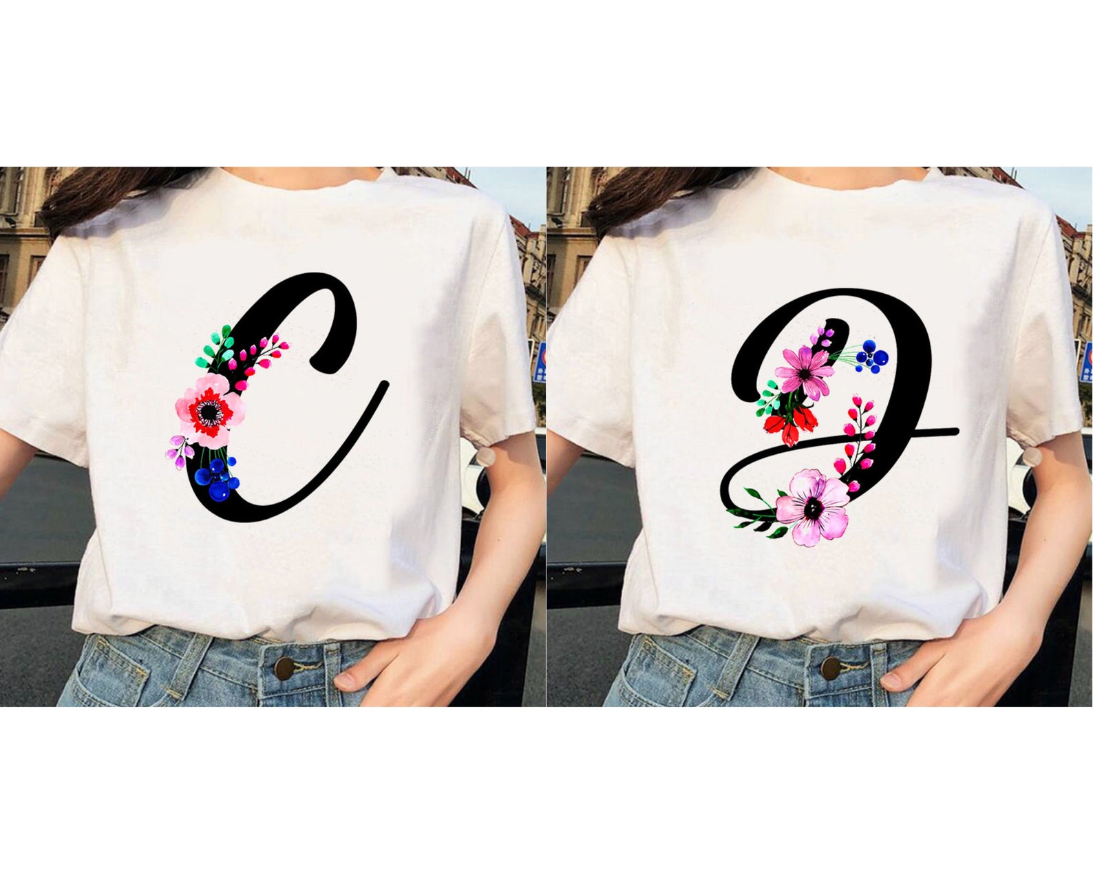 Custom Printed Initials T-shirt Embroidery Design Birthday | Etsy