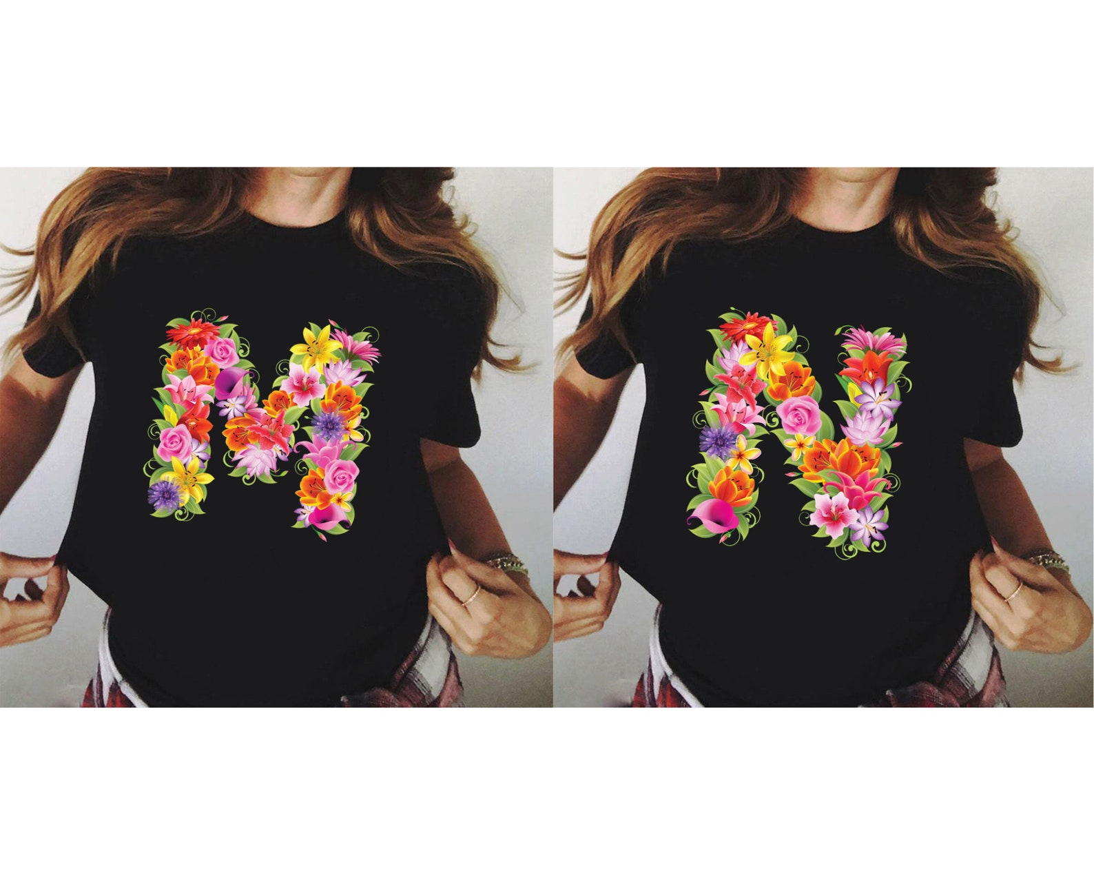 Monogram Initials Custom Printed T-shirt Embroidery Design | Etsy