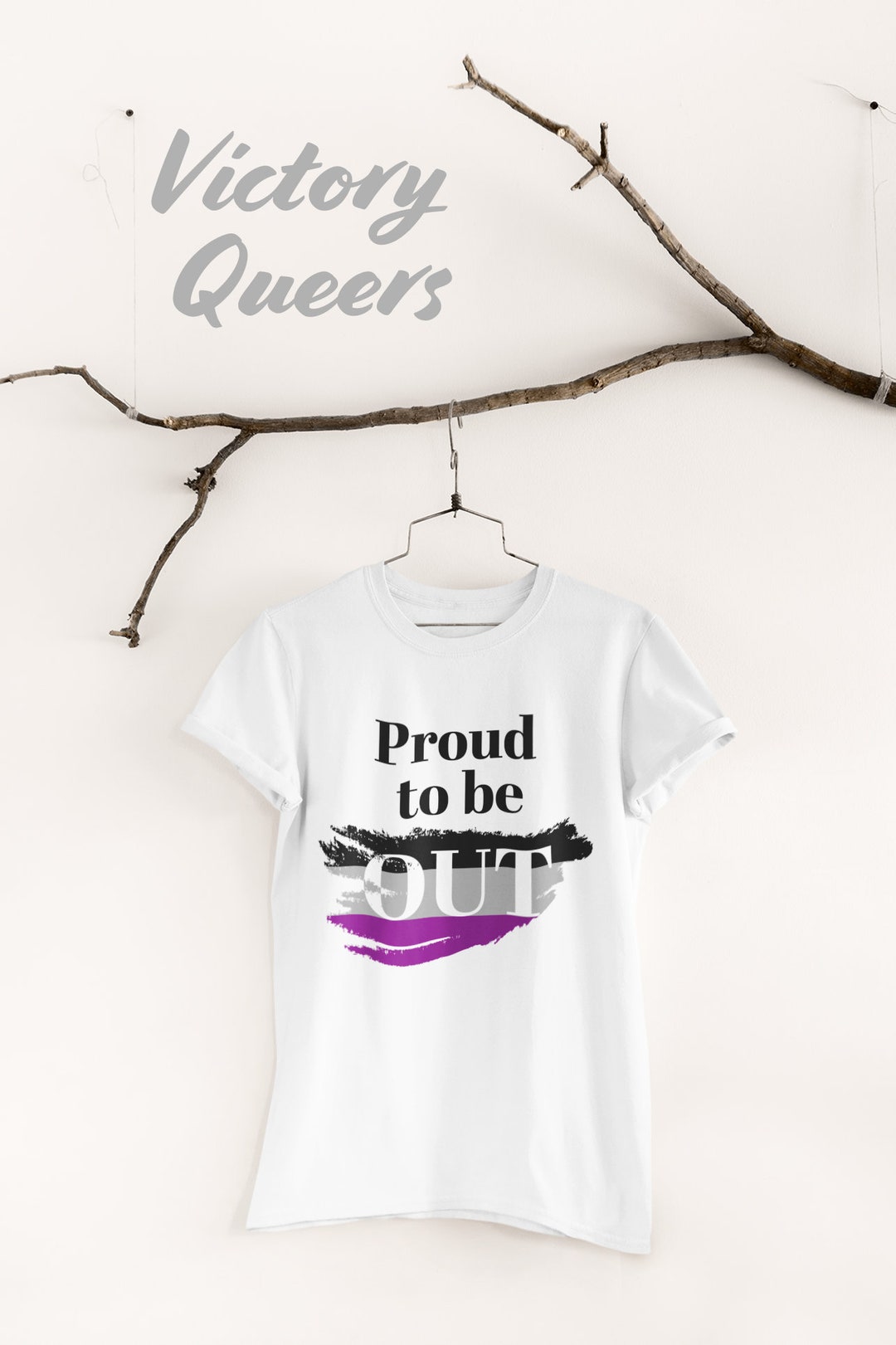Proud to Be Out, Asexual Flag T-shirt Ace Slogan Slogan for Pride 100% ...
