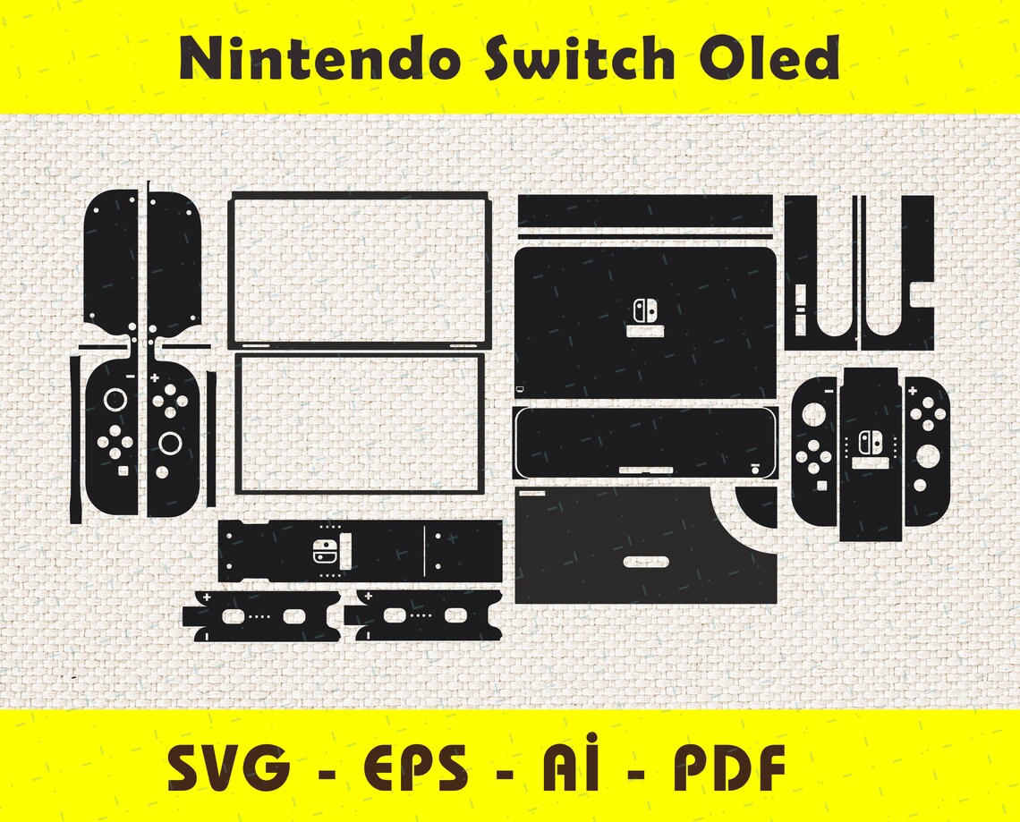 Switch Oled Template SVG Cut File, Switch Oled Console Full Wrap Skin ...